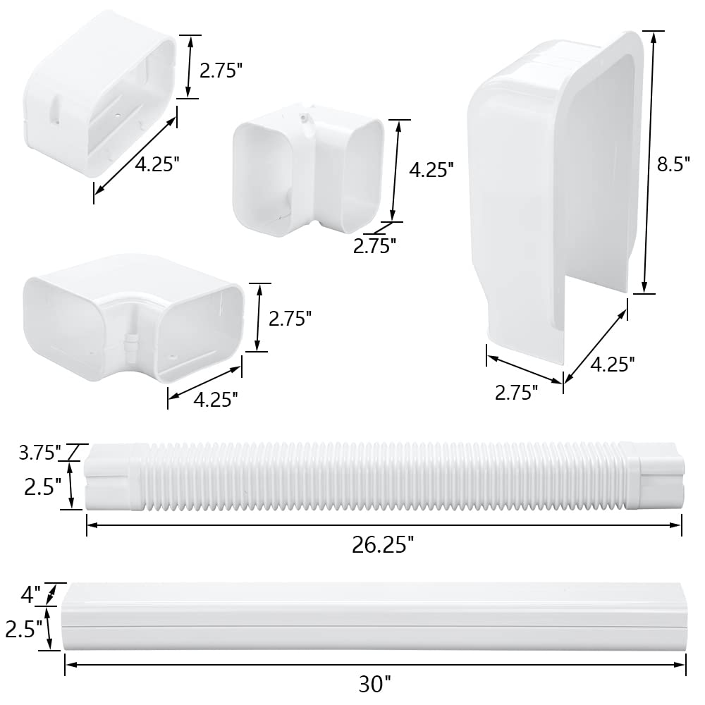 LCGP 4" 14Ft Decorative PVC Line Cover Kit, Suitable for Mini Split Air-conditioning and Heat Pump Systems, Outdoor Air-conditioning Pipe Insulation