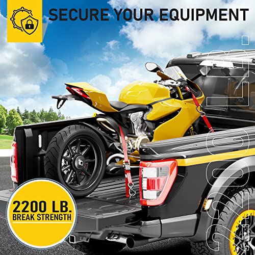 AUGO Ratchet Straps Heavy Duty 4 Pack -15 FT - 2200 LB Break Strength β Ratchet Tie Down Straps with Safety Lock S Hooks - Cargo Straps for Moving, Appliances, Motorcycle β Soft Loop Tie Down Straps