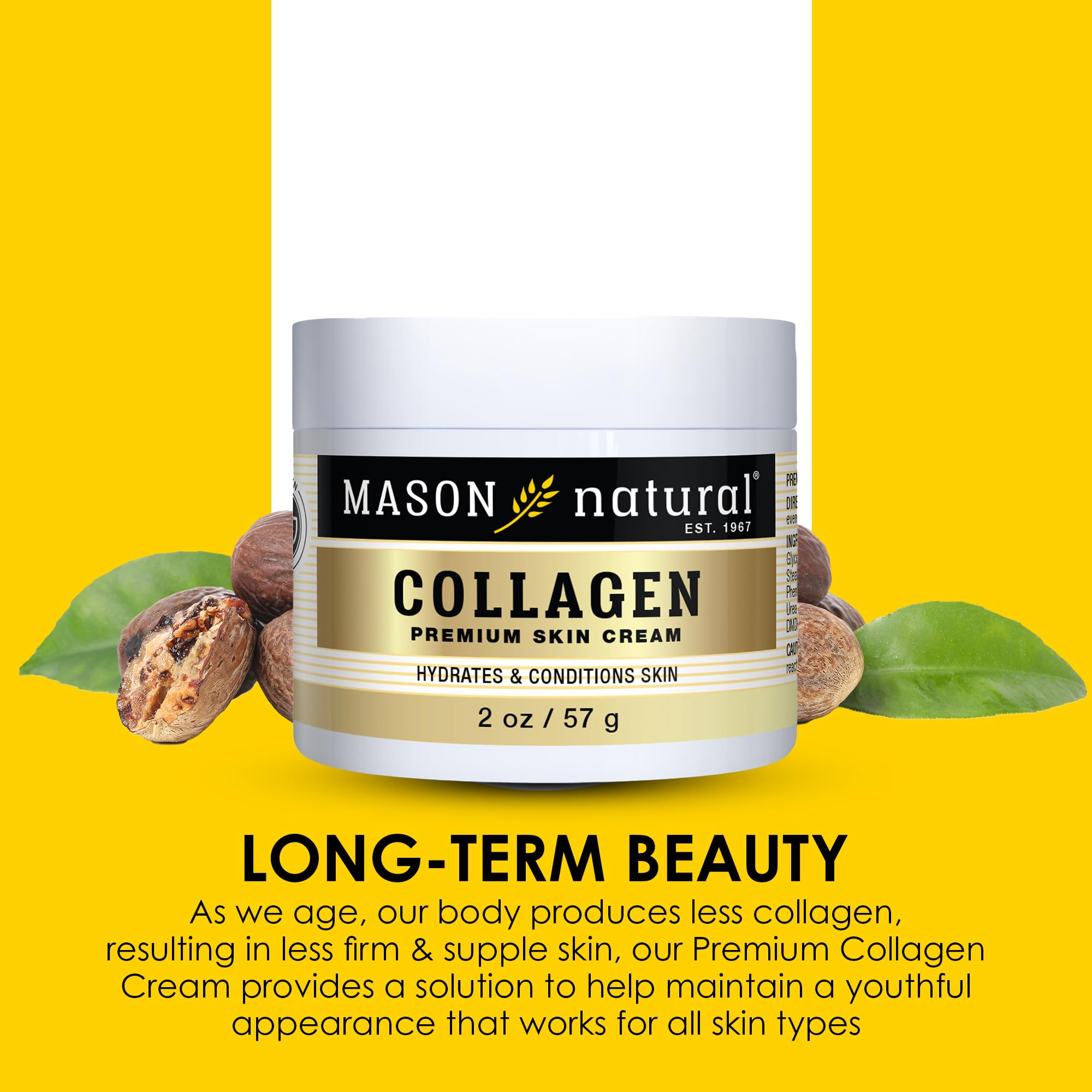 MASON NATURAL Collagen Premium Skin Cream, Women’s Anti-Aging Face & Body Daily Moisturizer for Hydration & Firmness, Pear Scent, 2 oz