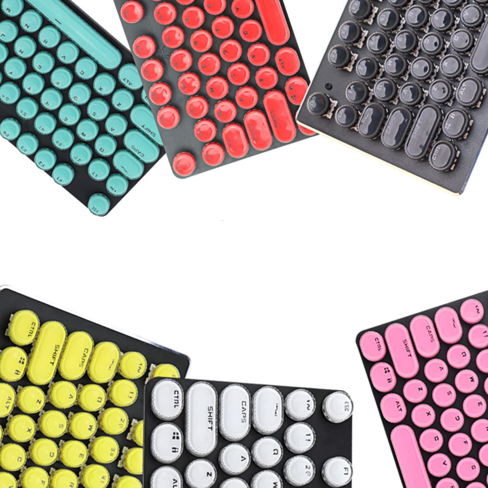 areclern 104 Pcs Keycaps for Cross Axis Gaming Mechanical Keyboard, Non-Slip Round Profile Key Caps Accessories for Office Home White