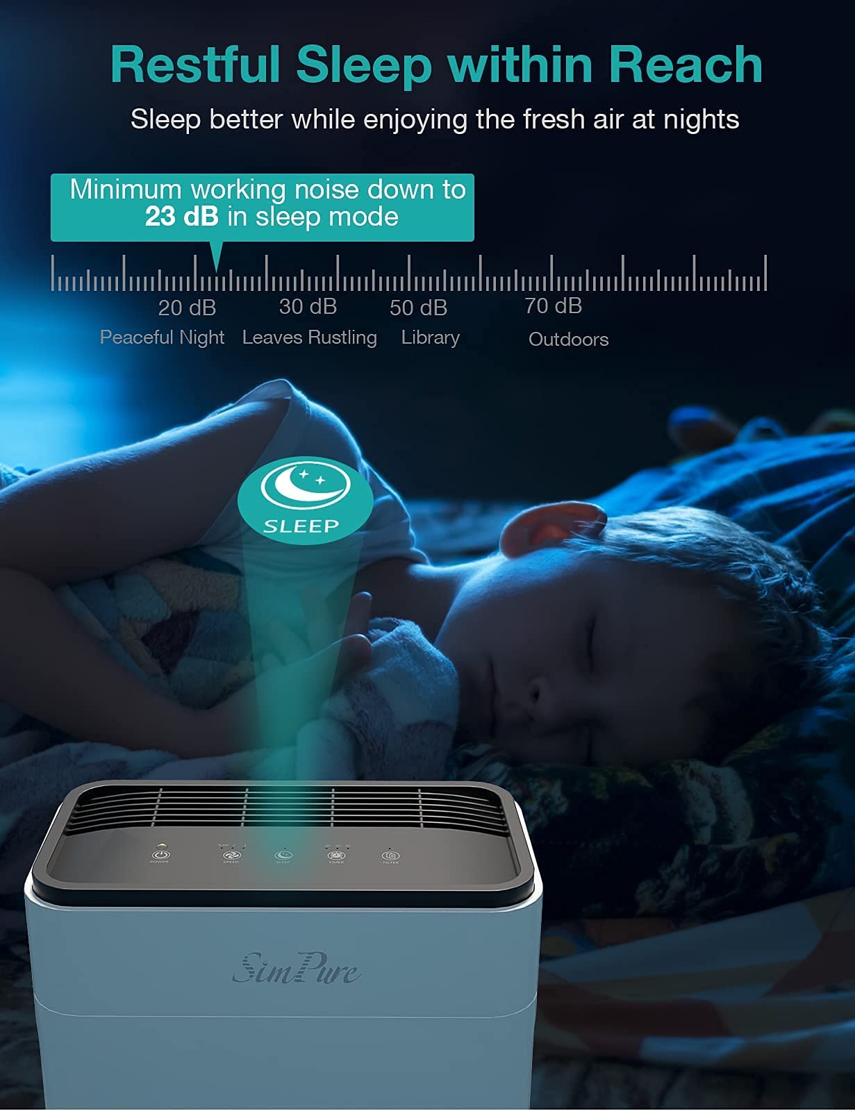 Combo Pack of SimPure HP8 Air Purifier for Home Large Room and Additional Replacement Filter