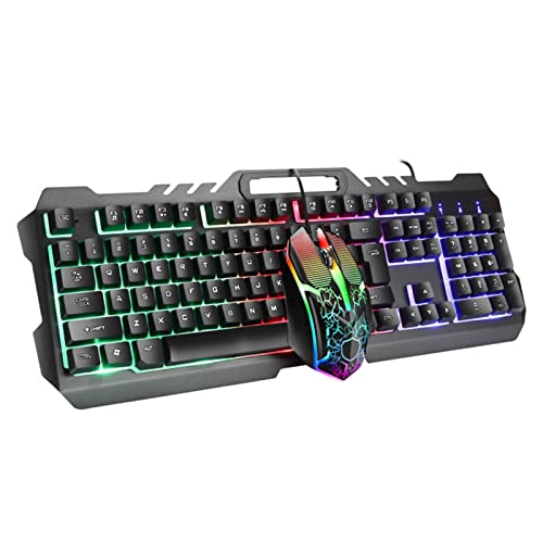 areclern Gaming Keyboard and Mouse Combo 104 Keys Wired Mechanical Keyboard RGB LED Backlit Keyboard Gaming Mouse for Home, Office Black