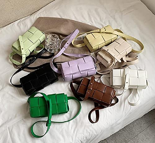 Leiona Women's Woven Shoulder Bag Fashion Messenger Bag Small Square Bag Solid Color Shoulder Bag