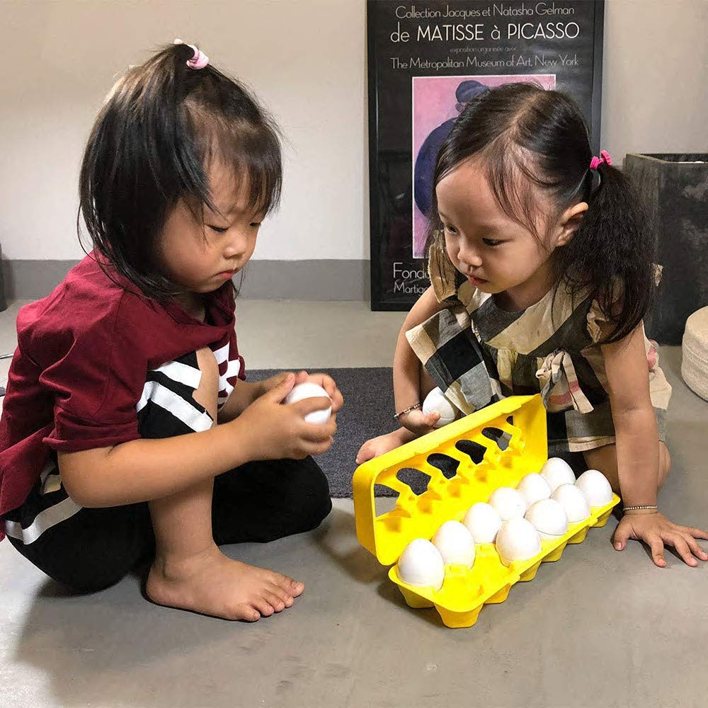 Easter Matching Eggs Easter Basket Stuffers Gift for 1 2 3 Years Old Toddlers Kids Boys Girls Educational Color Shape Eggs(12 Eggs in Carton)