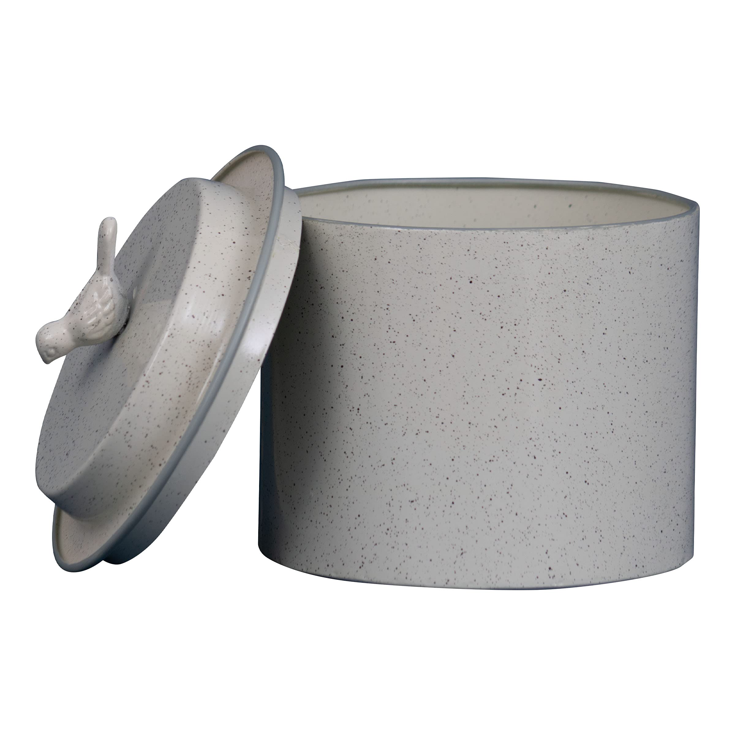 Foreside Home & Garden Off- White Enamel Metal Lidded Decorative Storage Trinket Box FDDD10075