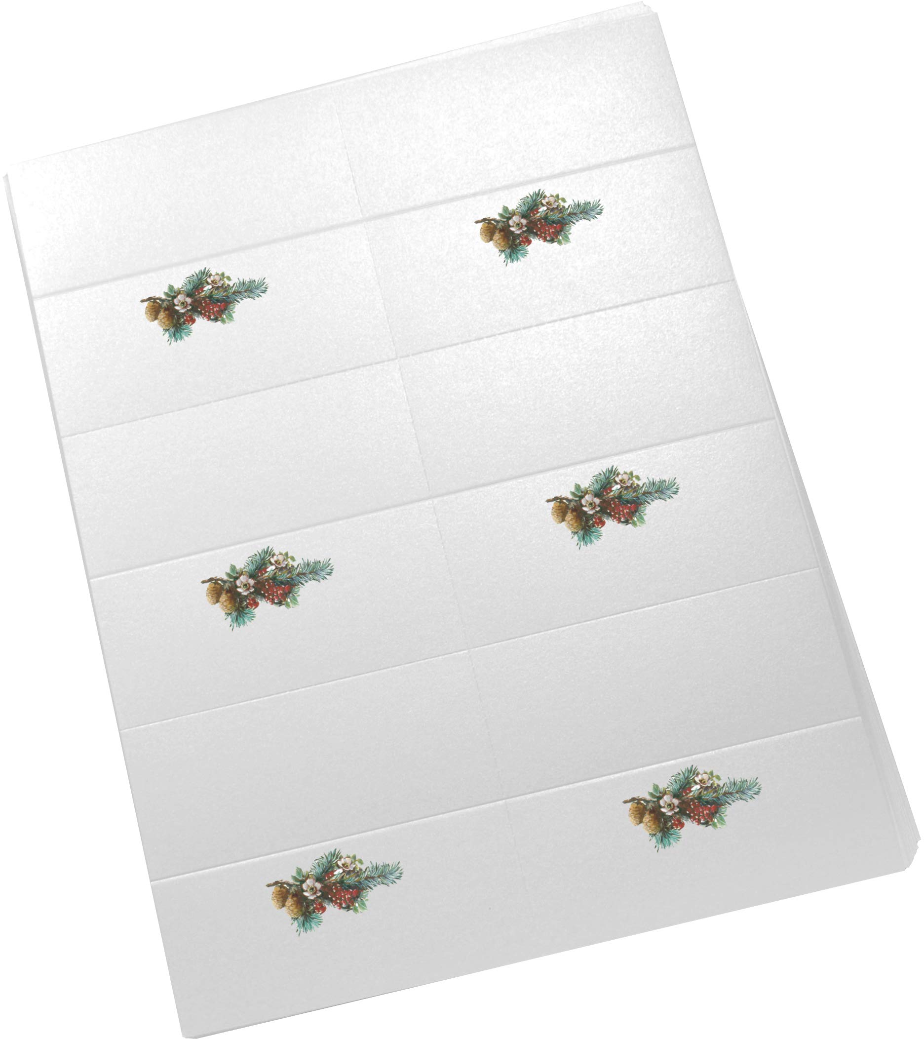Christmas and Holiday Pine Boughs Printable Place Cards, Set of 60 (10 Sheets), Laser & Inkjet Printers - Wedding, Party, Dinner, and Special Events - Made in the USA