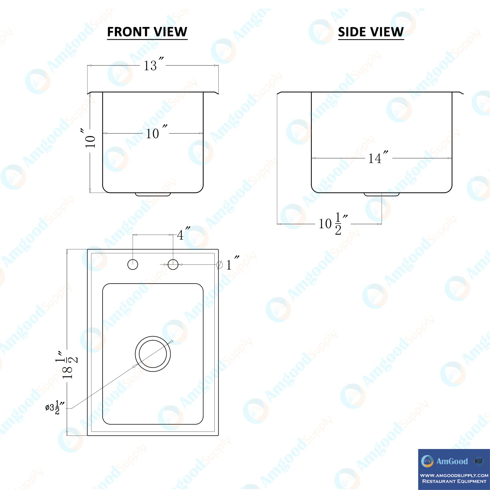 Stainless Steel Drop Sink - 1 Compartment Drop in Sink 10"x14"x10" | NSF | Utility | Commercial | Laundry | Kitchen