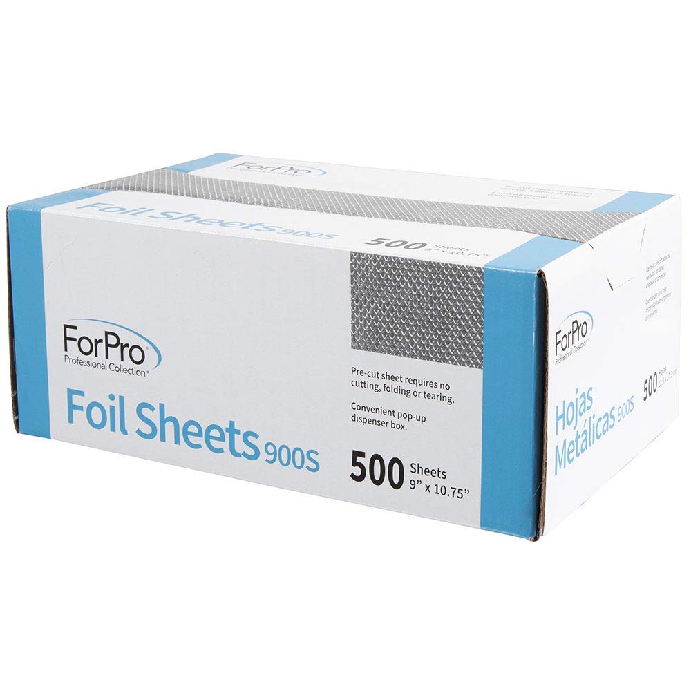 ForPro Professional Collection Embossed Foil Sheets 900S, Aluminum Foil, PopUp Dispenser for Hair Color Application and Highlighting, Food Safe, 9β W x 10.75β L, 500 Count