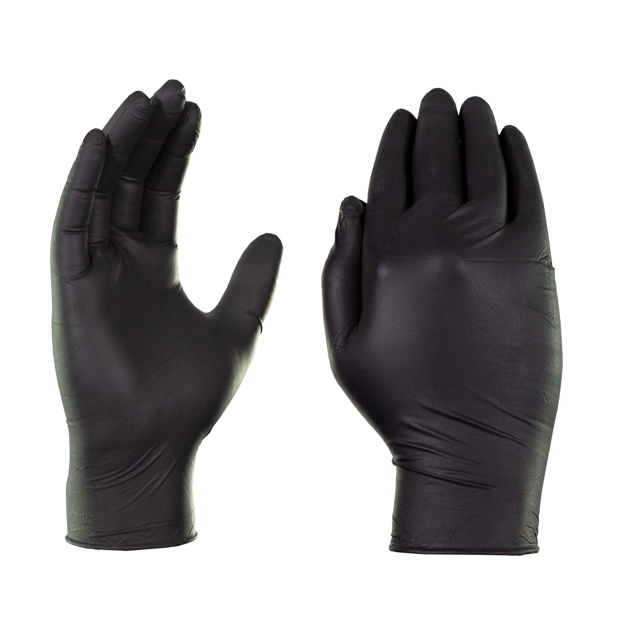 AMMEX X3 Industrial Black Nitrile Gloves, Case of 2000, 3 mil, Size Medium, Latex Free, Powder Free, Textured, Disposable, Non-Sterile, BX3D44100