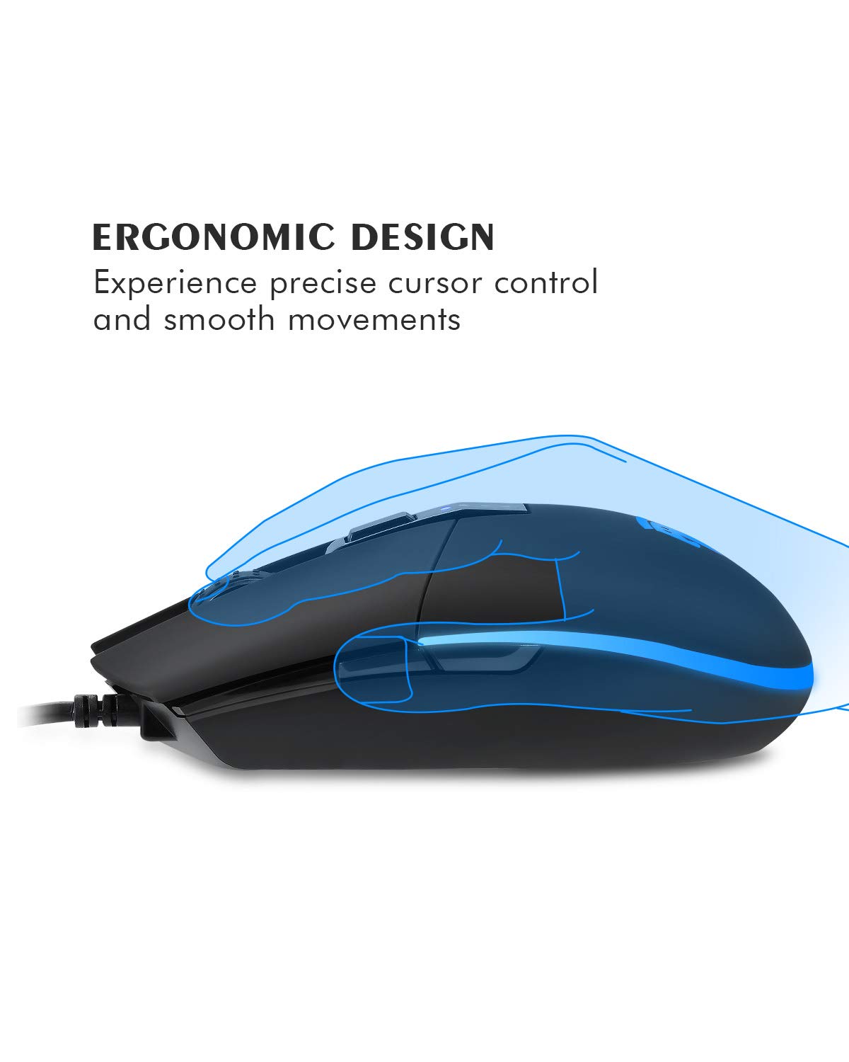EasySMX V50 RGB Wired Gaming Mouse, Ergonomic Computer Mouse with 5 Programmable Buttons, 22 Preset Macros for PUBG, 5 DPI Settings, LED Backlit USB Mouse for Laptop/PC/Windows/Linux/Mac