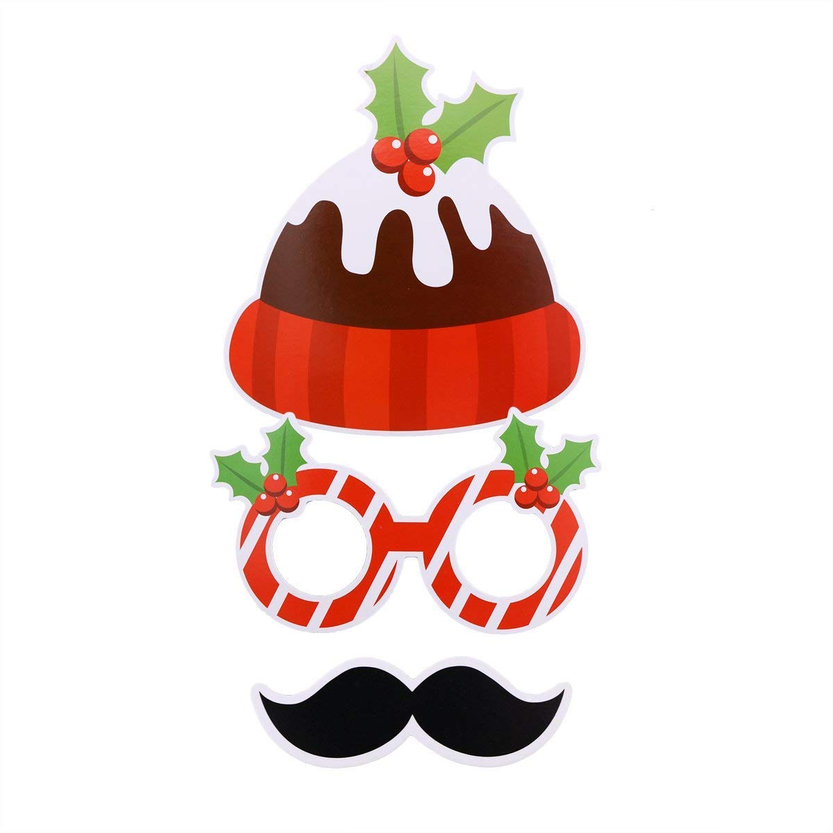 Christmas Photo Booth Props 32Pcs(Upgraded Version), Merry Christmas Party Pose Sign, Red and Green Christmas Party Supplies Decorations for Kids Adults