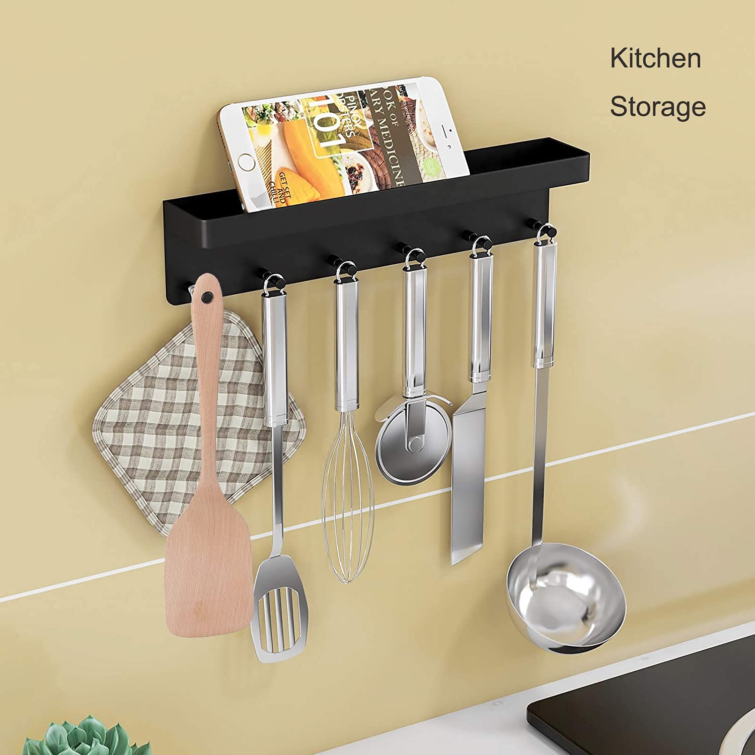 HAYAN Key Holder for Wall, Wall Mount Mail Key Hanger Organizer Shelf, Key Hooks Rack, Small Key Hanger for Home Entryway, Hallway, Kitchen, Office - Black