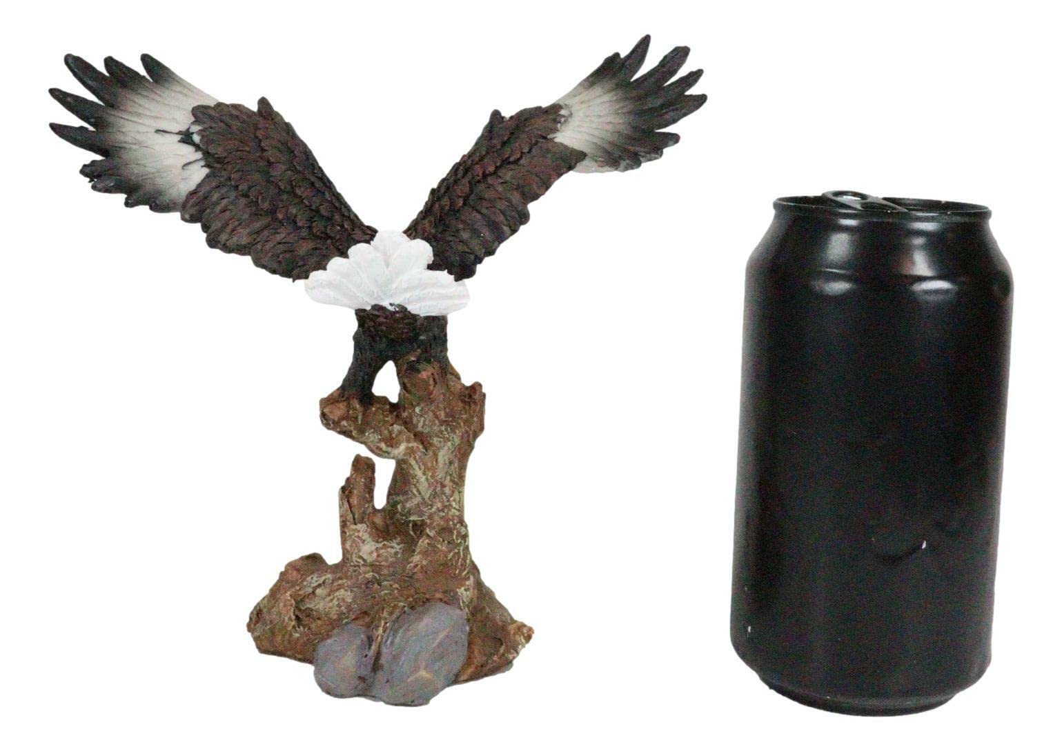 Ebros 7" Tall Bald Eagle Descending On Tree Branch Decorative Figurine As Patriotic Home And Office Decor Perching Eagles Wings Of Glory American Emblem Freedom Statues And Figurines