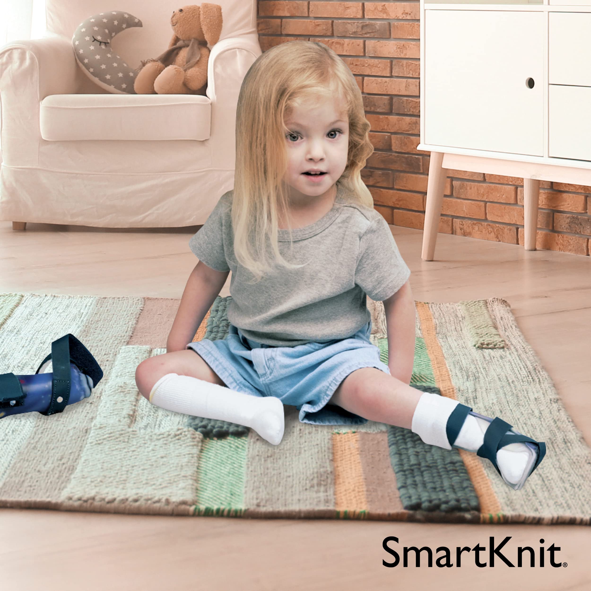 SmartKnit AFO Baby Socks - Infant Seamless AFO Interface and Sensitivity Socks (White, X-Small)