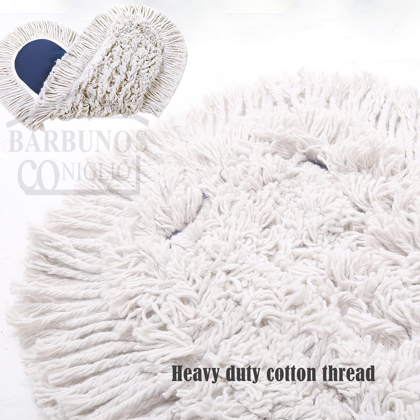 Large Mop Head 24" Industrial Strength Ultimate Cotton Floor Dust Mop Refill, Commercial Cleaner Mop Head Replacement, Dust Mops for Home, Industrial Use - Fit for Standard Size Mop Frame (2)