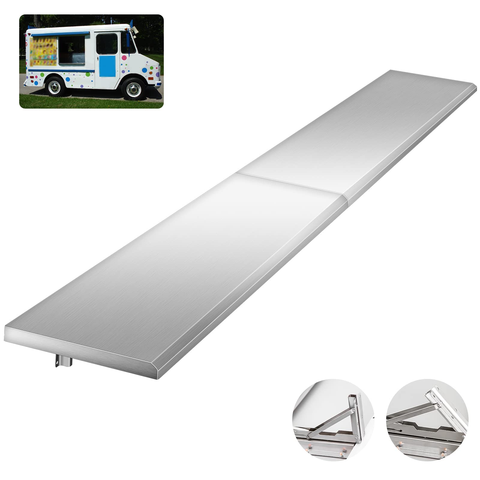 Hasopy Concession Shelf, Stainless Steel 48L x 12W Drop Down Folding Serving Food Shelf Stand Serving for Concession Window