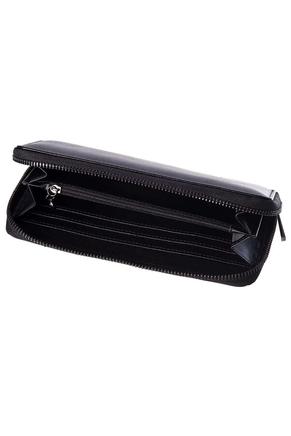 Lost Queen Women's Triple Moon Occult Cross Zip Around Wallet Tempest Ladies Clutch