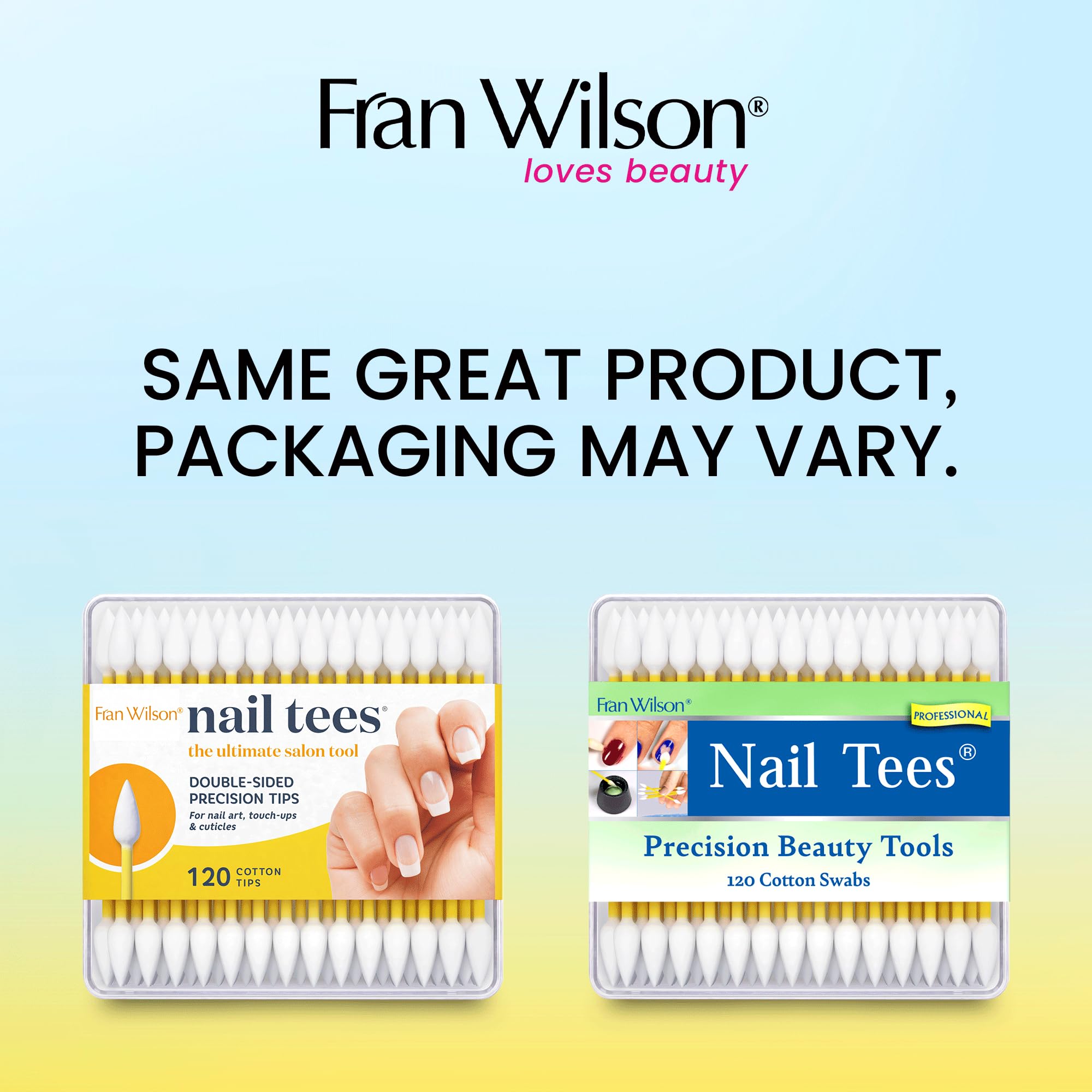 Fran Wilson NAIL TEES COTTON TIPS 120 Count (2 PACK) - The Ultimate Nail Tool, Multi-Purpose Double-sided Swabs with Pointed Ends for Precise Touch-ups and the Perfect At-Home Manicure & Pedicure