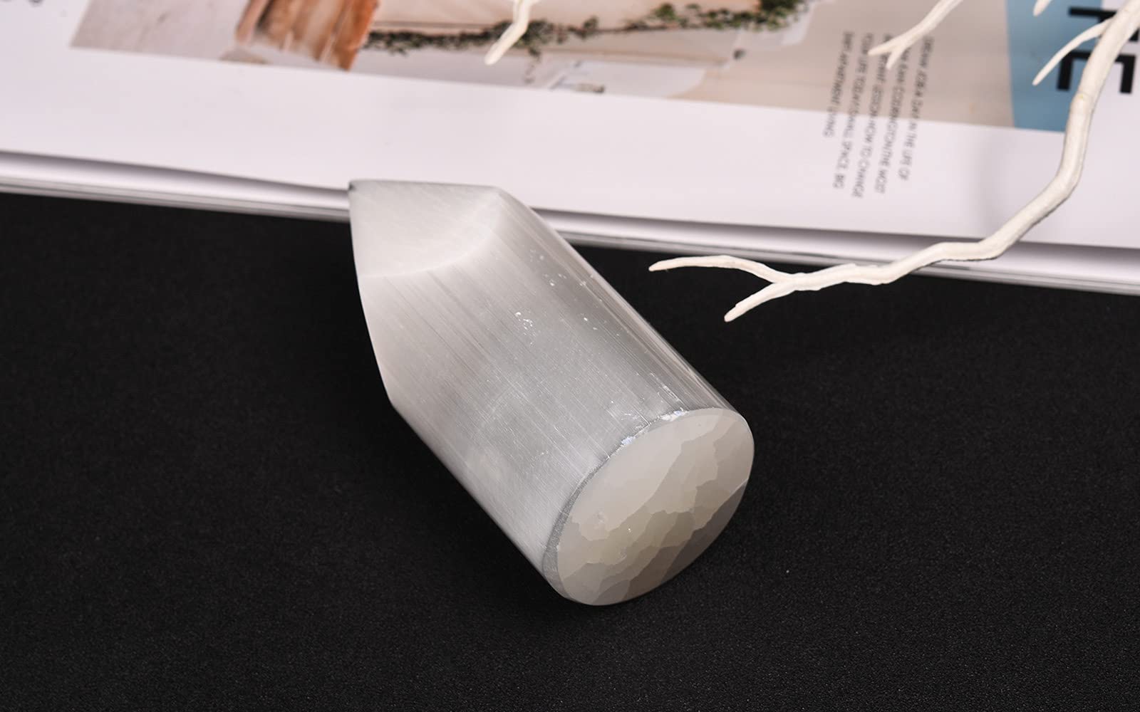 AMOYSTONE 4PCS Selenite Wand 4" Tall White Reiki Healing Crystal Stone Selenite Tower for Energy Cleansing