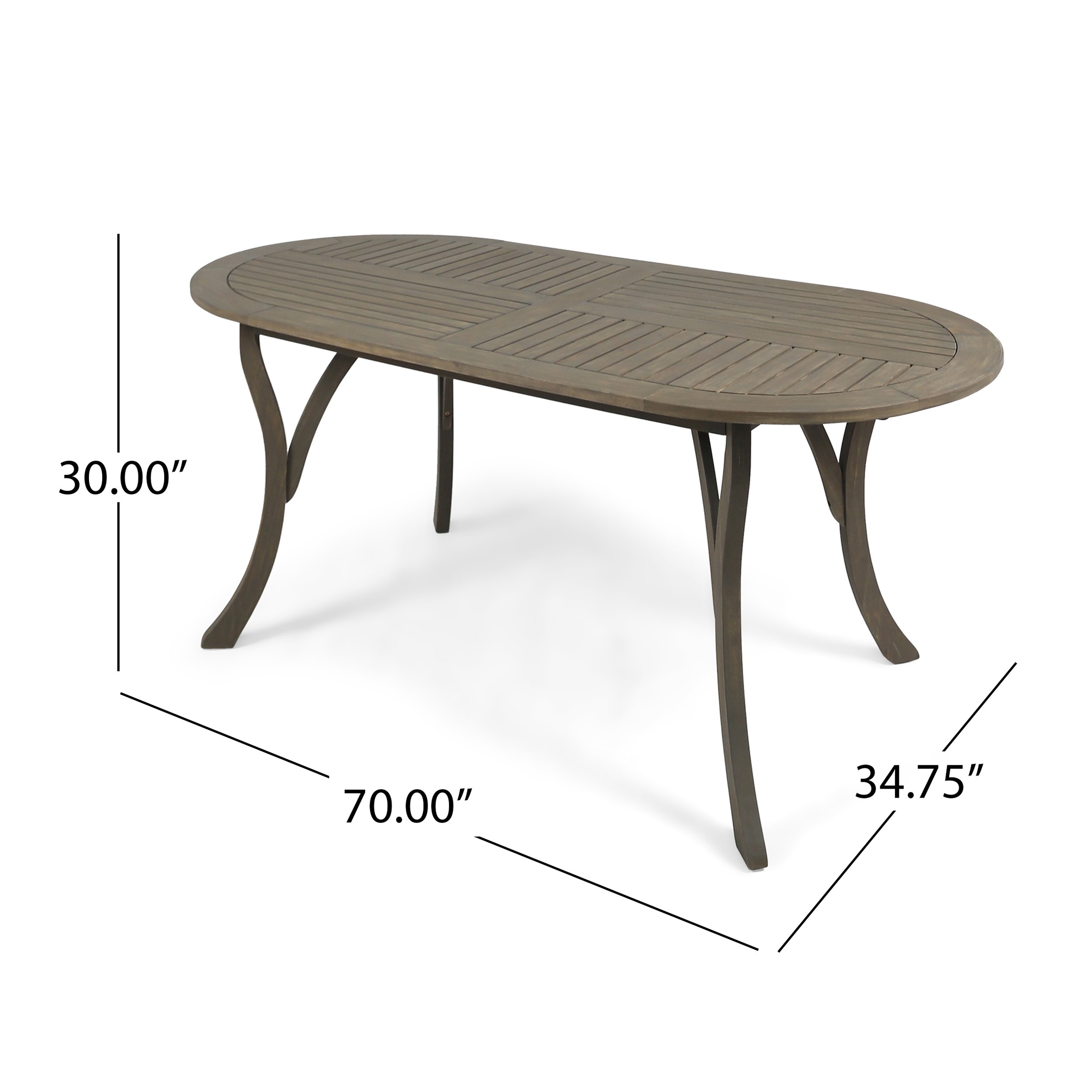 Christopher Knight Home 305157 Baia Outdoor Acacia Wood 70" Oval Dining Table, Gray Finish