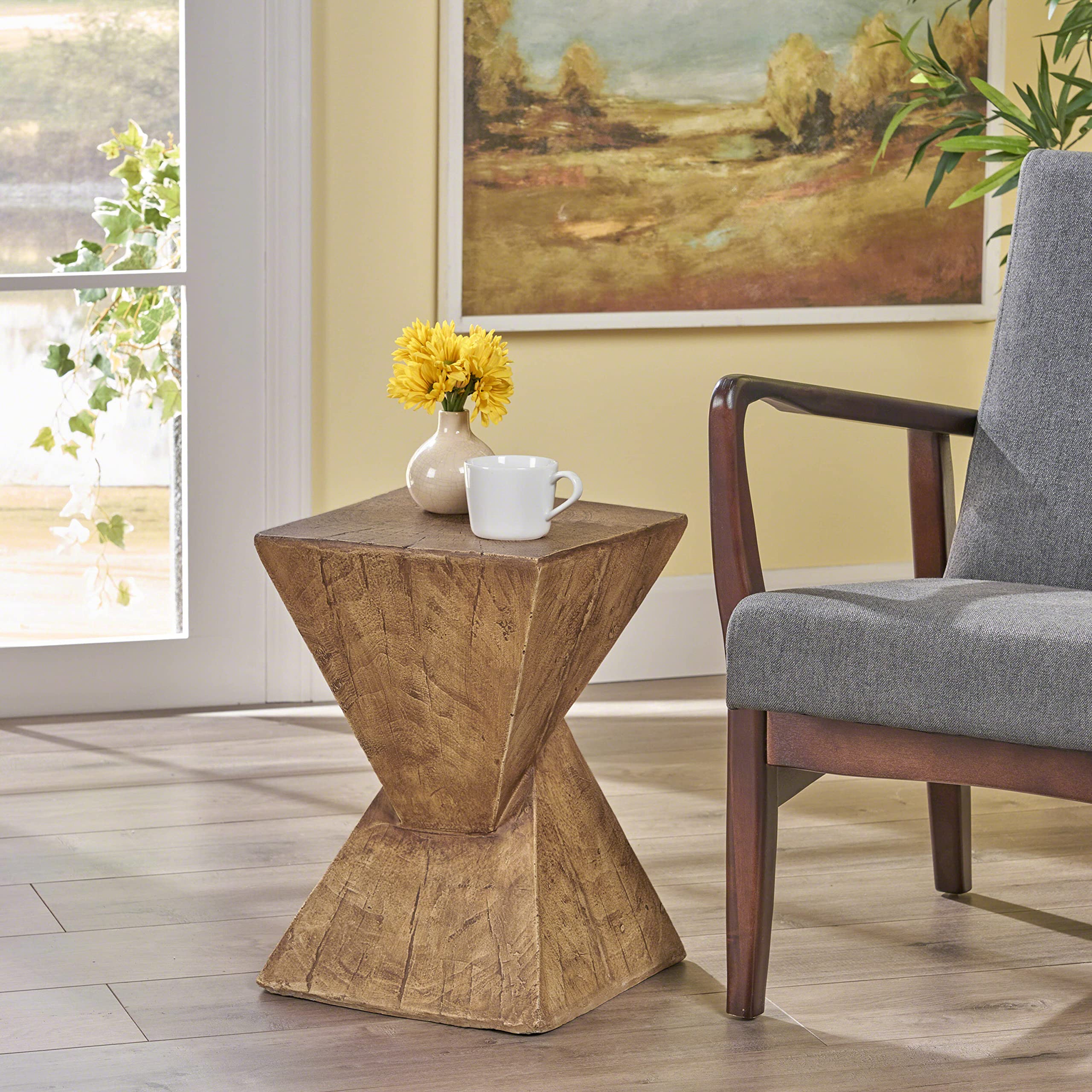 Christopher Knight Home Kajsa Outdoor Lightweight Concrete Accent Table, Natural