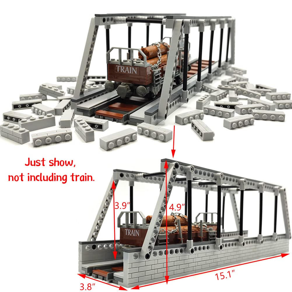 Classic Train Building Bridge City Passenger Express Train Tracks Toys Accessories Railroad Construction Building Block Compatible with Major Brand (Train Bridge)