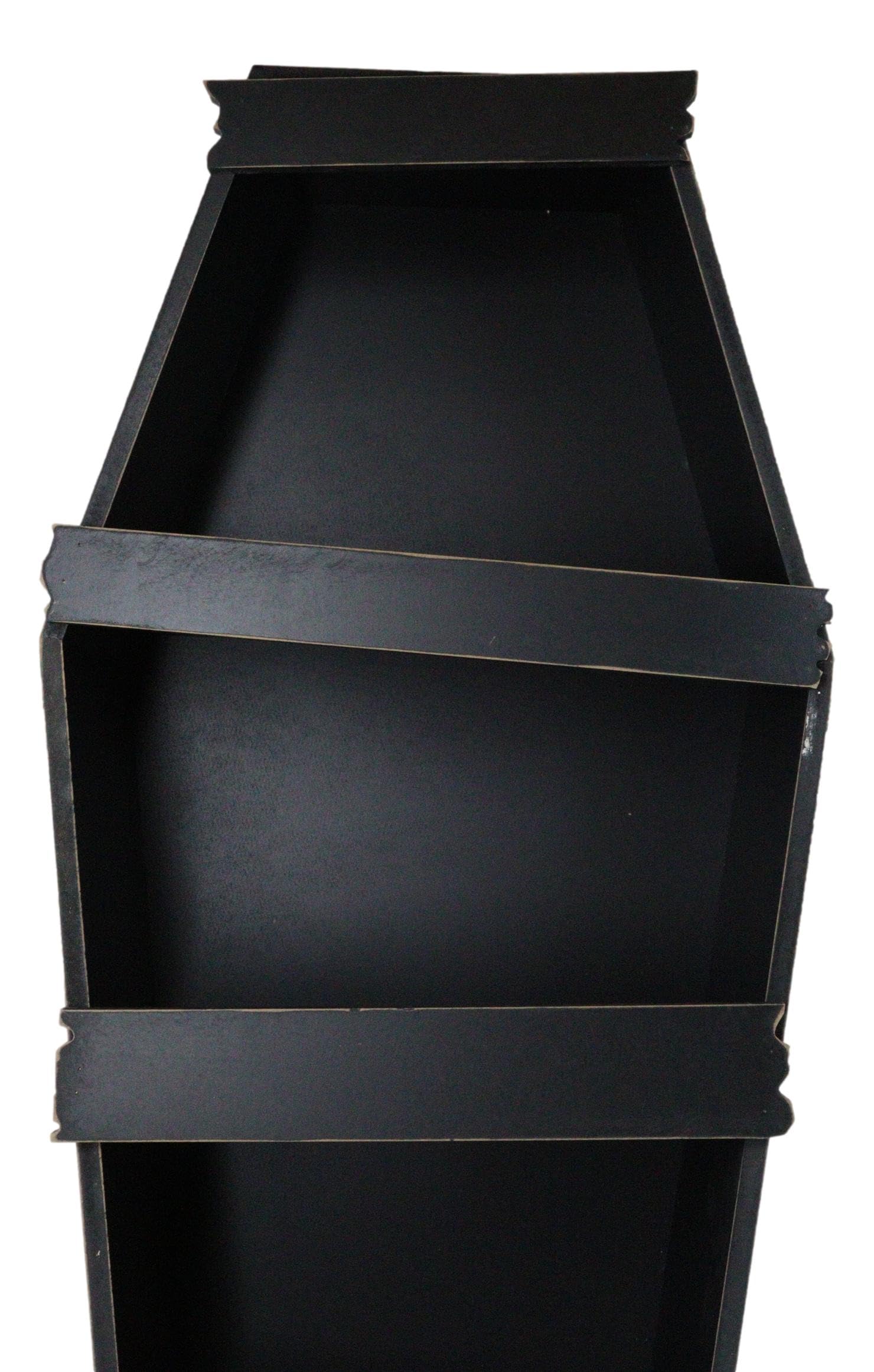 Ebros Gothic Graveyard Creepy Oddity Light Duty Black Coffin Casket Cabinet Shelving Display Wall Hanging Floating MDF Wood Shelf with 4 Tiers 30" Tall 12.5" Wide