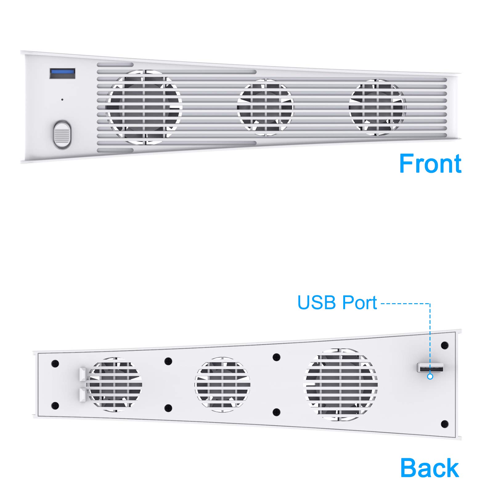 FYOUNG Slim Cooling Fan for Sony Playstation 5 Digital Edition & Ultra HD Console, Cooling System for PS5 with 3 Cooling Fans and USB Port (White)