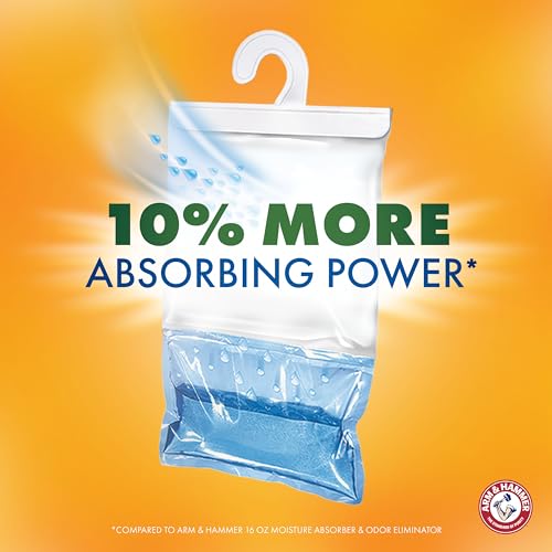 Arm & Hammer Essentials Hanging Moisture Absorber and Odor Eliminator, 17.5 oz., 3 Pack, Linen Fresh, Moisture Absorbers for Closets, Laundry Rooms and Bedrooms, Long-Lasting Freshness