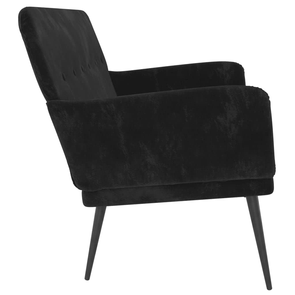 vidaXL Loveseat, Accent Velvet Upholstered Loveseat with Armrests, Modern Couch Bench for Dining Room Living Room Bedroom, Black Velvet