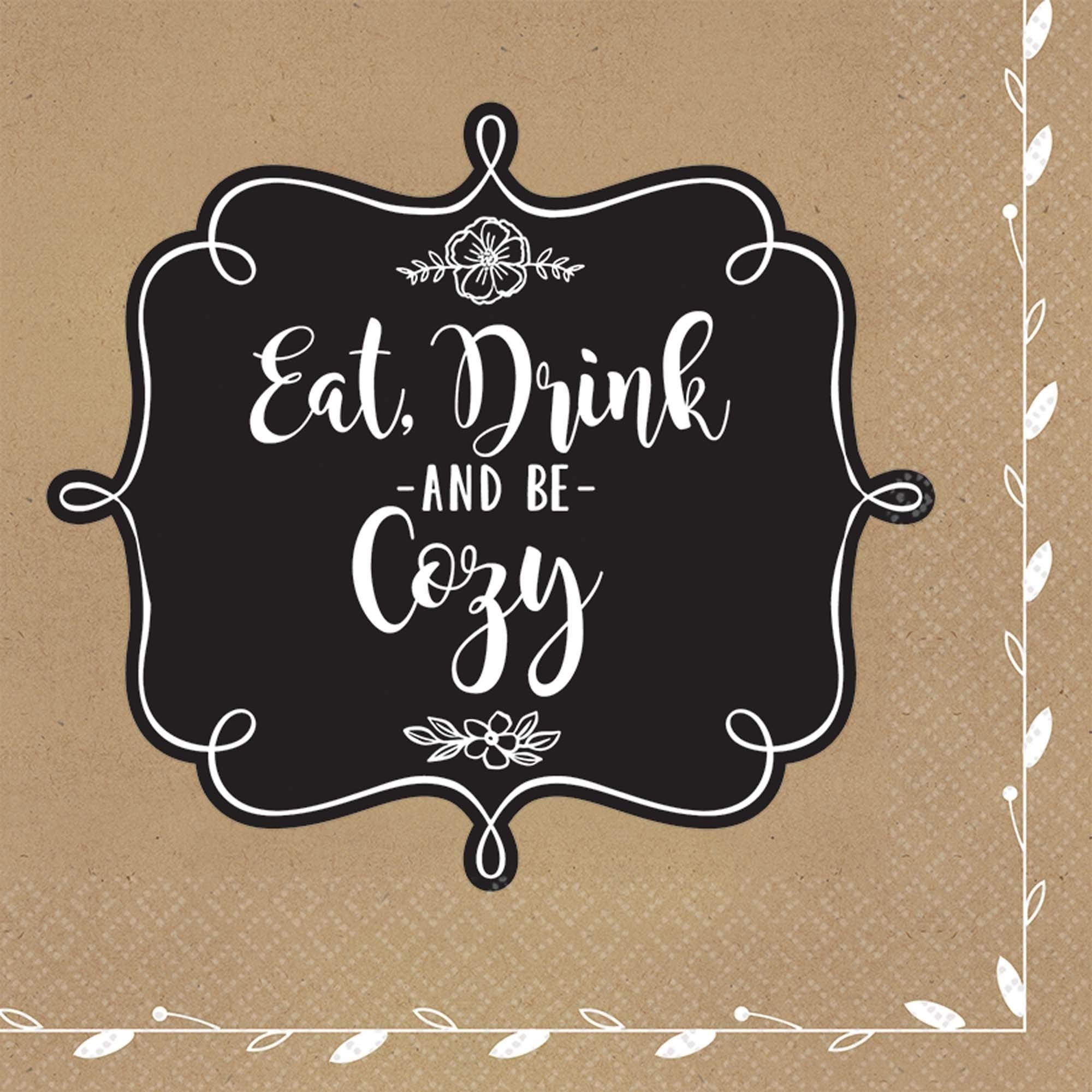 Amscan Eat, Drink and Be Cozy Luncheon Napkin | 16 Ct. | 6" x 6"