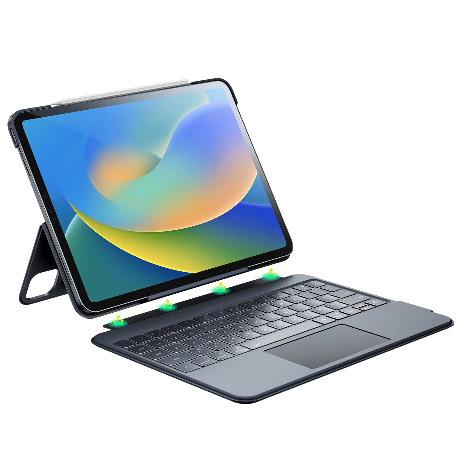BENKS iPad Detachable Keyboard Case for iPad Pro 12.9 inch (6th, 5th, 4th, 3rd Gen) with Touchpad, Kickstand and Pencil Holder, Ultra Thin & Slik Design - (2022/2021/2020/2018)