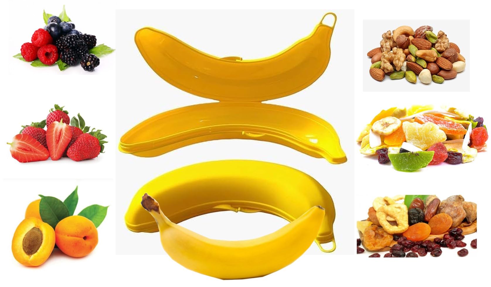 Banana Keeper On The Go Outdoor Travel Case BPA-Free Fruit Protector Saver Portable Banana Holder for Lunch Boxes Cute Carrier Storage Box 2 Pack Yellow (Banana Keeper)