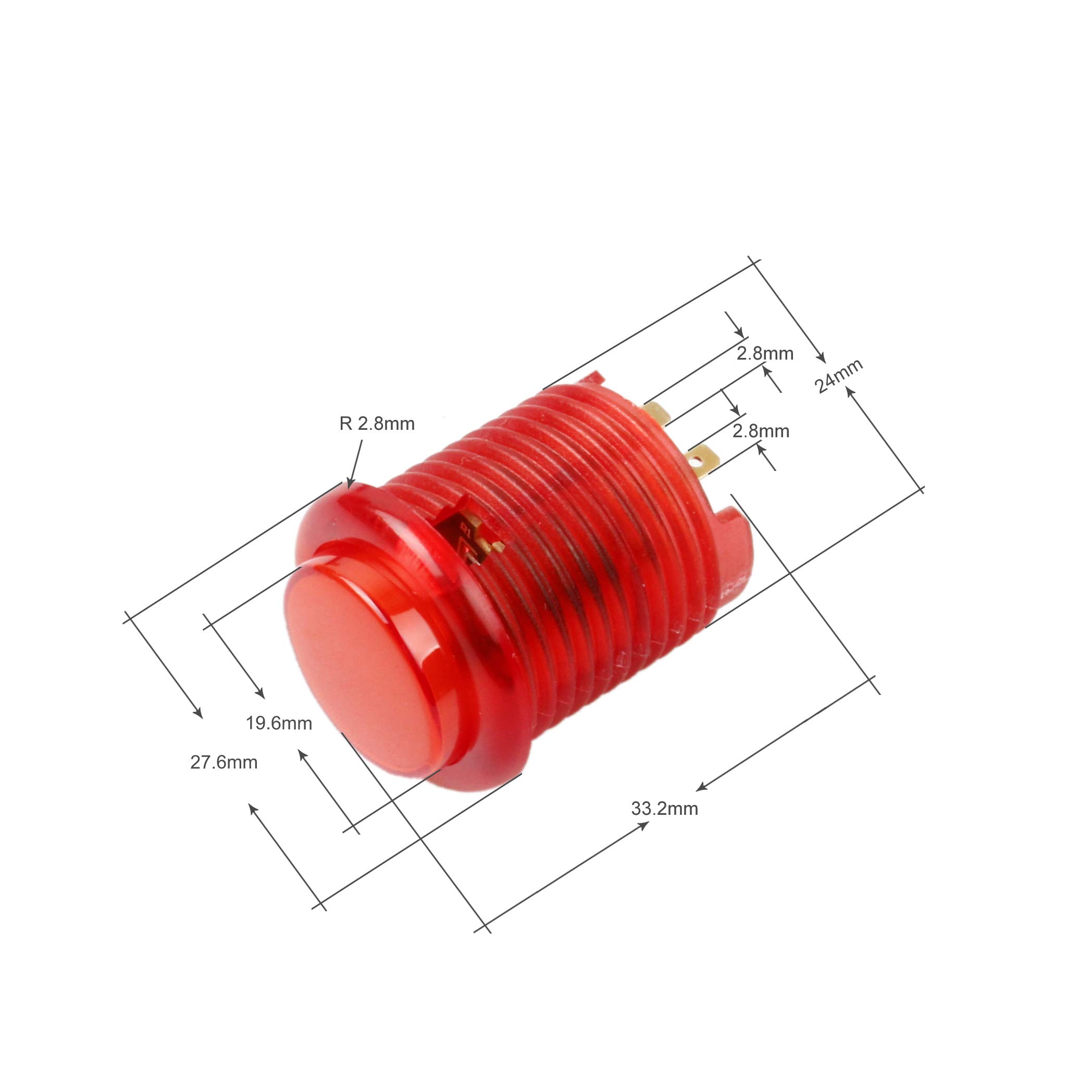 EG STARTS 5 Piece 24mm Full Color LED Illuminated Push Button Built-in Switch 5V Buttons for Arcade Joystick Games Mame Jamma Raspberry Pi 2