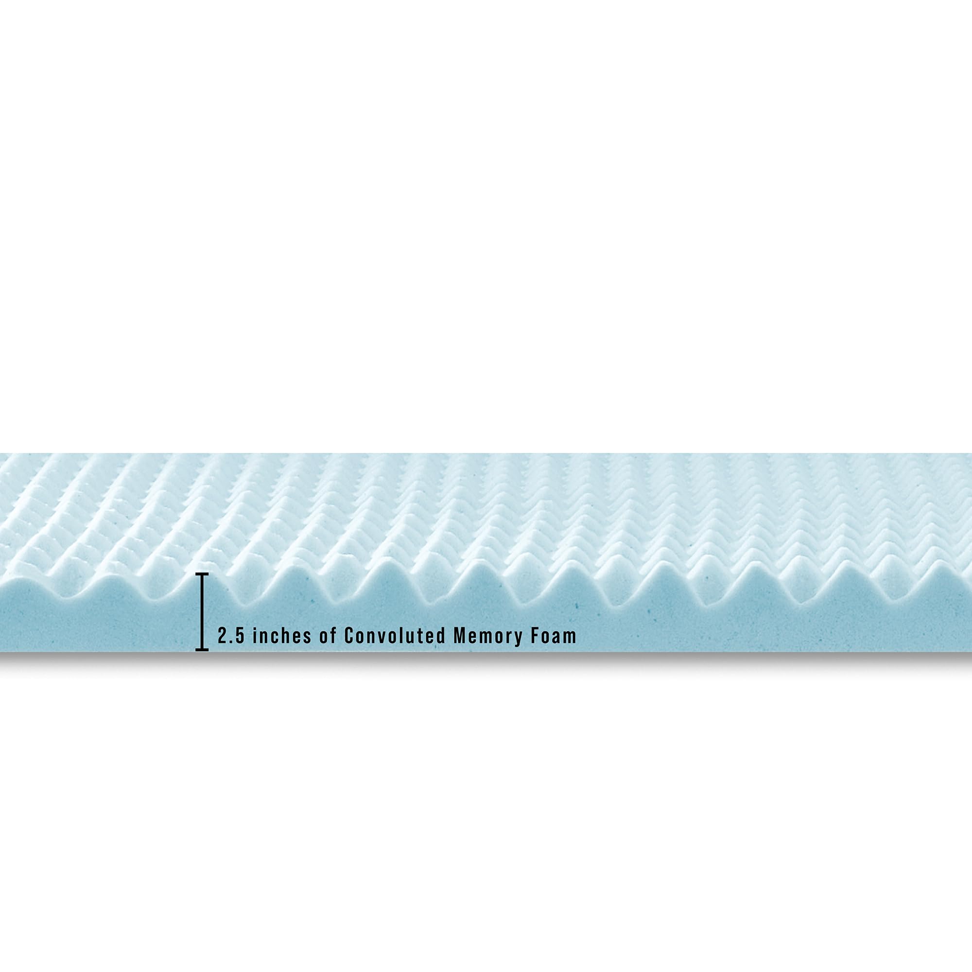 Bodipedic 2.5 Inch Memory Foam Mattress Topper, Convoluted Gel Infused Mattress Topper, Convoluted Design, CertiPUR-US Certified Foam, Blue