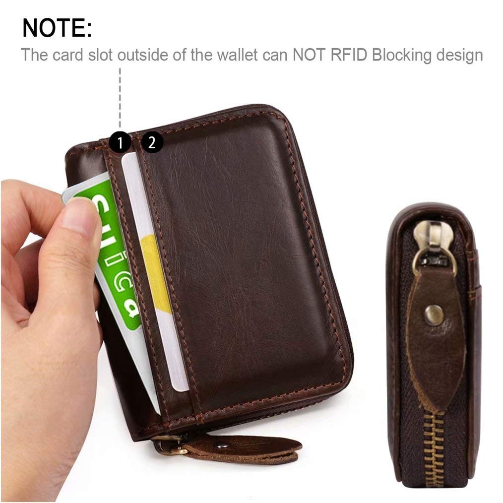 GADIEMKENSD Credit Card Holder RFID Blocking Leather Wallet Cute for Women and Man Coin Purse Protector Small Cards Case With Ladies Zipper Security Wallets Coffee