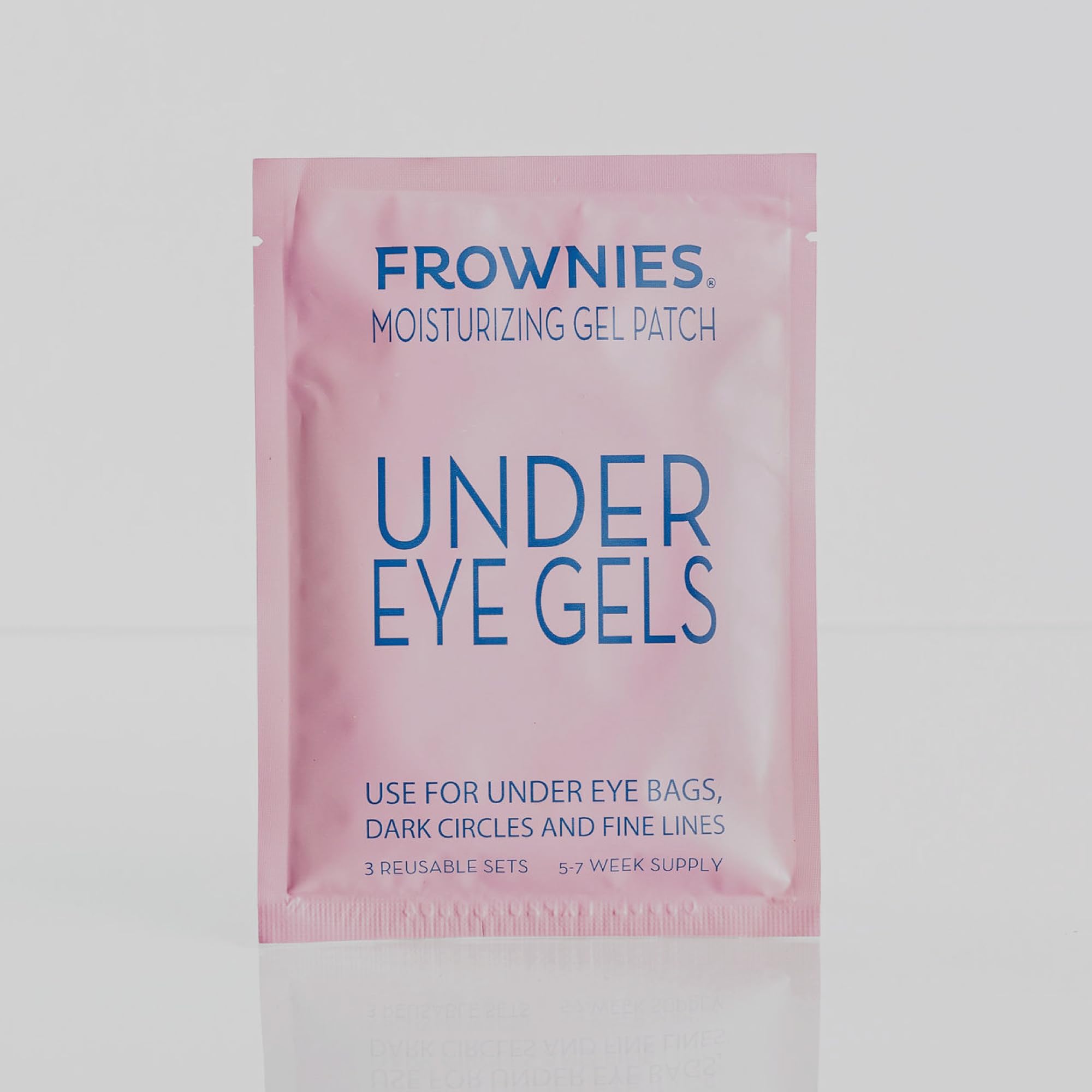 Frownies Under Eye Gel Patches for Puffy Eyes - Dark Circles with Cactus Collagen - Reusable, 3 Pack