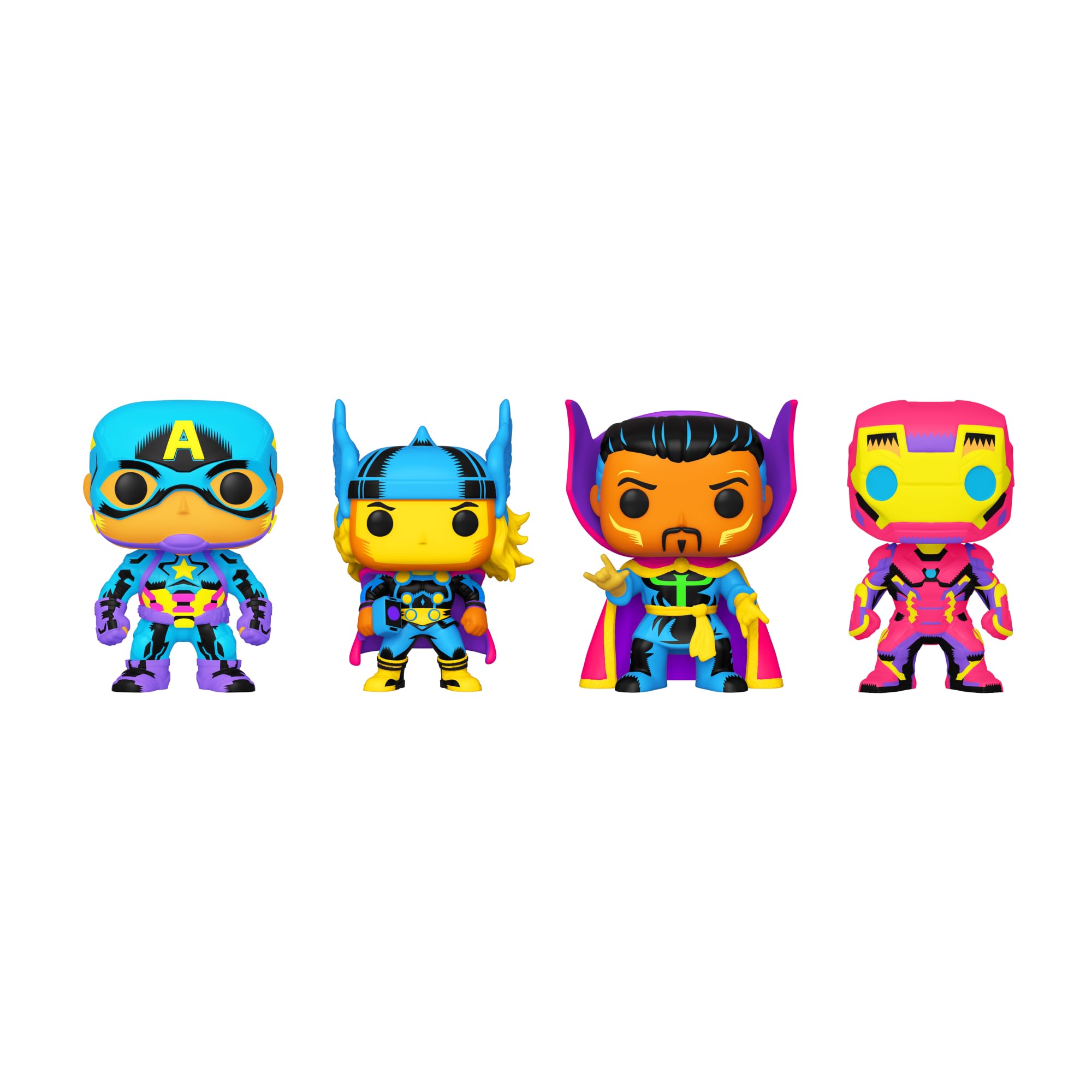 Funko Pop! Marvel: Blacklight - Captain America - 4PK - Marvel Comics - Collectible Vinyl Figure - Gift Idea - Official Products - Toys for Kids and Adults