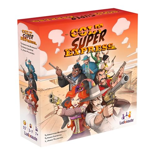 Colt Super Express Board Game - Fast-Paced Wild West Showdown! Strategy Game for Kids & Adults, Ages 10+, 3-7 Players, 15 Minute Playtime, Made by Ludonaute