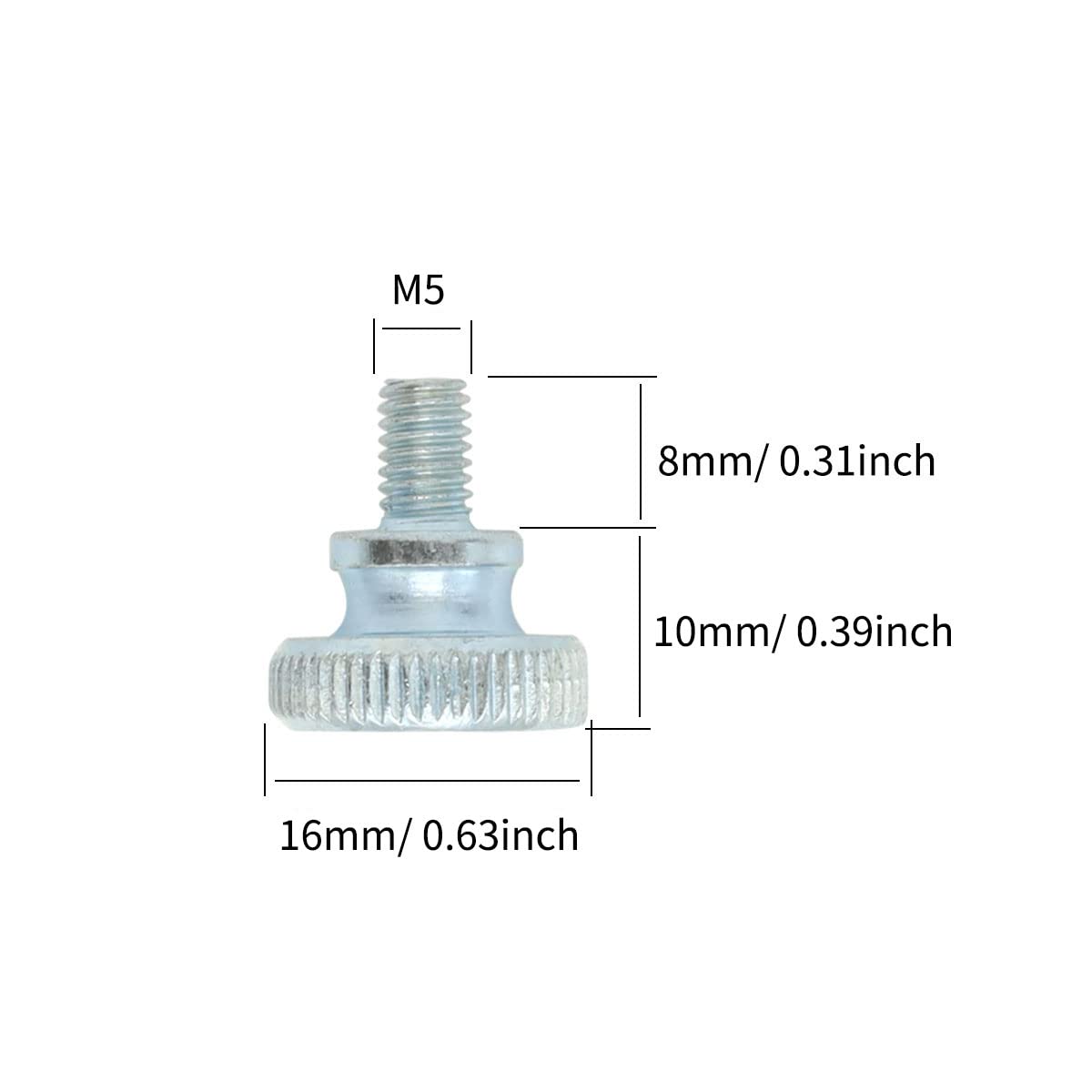 Asamuyu 30 Pcs Flat Knurled Head Fully Threaded Thumb Screws Bolts Fastener,Thumbscrew Threaded Knurled Grip Knobs Thumb Screw