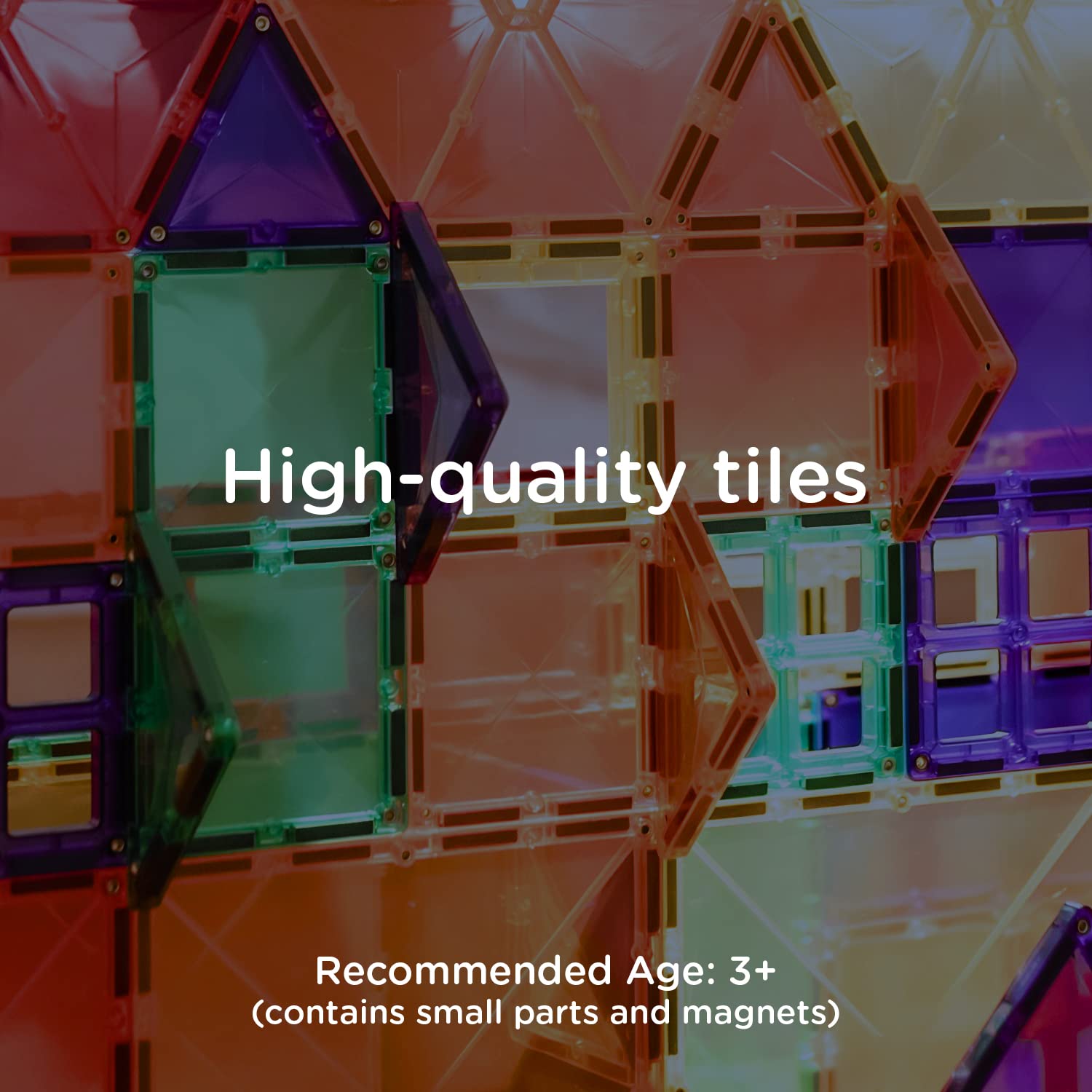 Connetix Tiles 212 Piece Mega Pack, Premium Educational Magnetic Building Set, Features Large Hexagons and Squares, Regular Geometric Tiles, Door and Window Pieces, Fences, 2 Purple Cars, and More