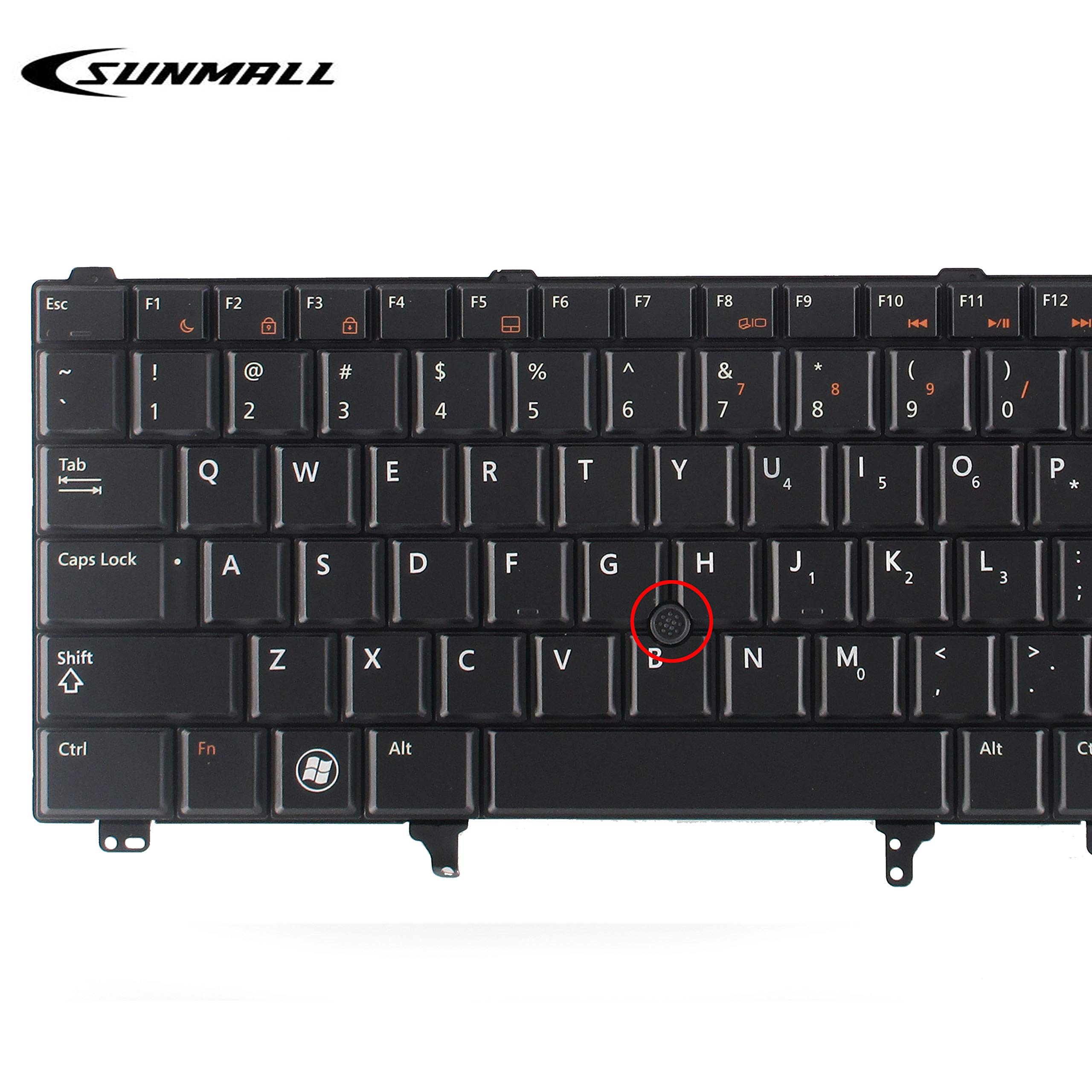SUNMALL Replacement Keyboard with Backlit/Big Enter Key Compatible with Dell Latitude E5420 E5430 E6220 E6320 E6330 E6420 E6430 E6440 Series US Layout Black (with Pointer Stick)