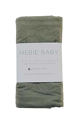 Mebie Baby Olive Stretch Swaddle, Modern and Neutral Swaddle Blanket for Baby Girl or Boy, Soft Baby Blankets, Newborn Swaddle Blanket, 0-3 Month, Comfy Wrap, Baby Essentials & Gifts (47" x 47")