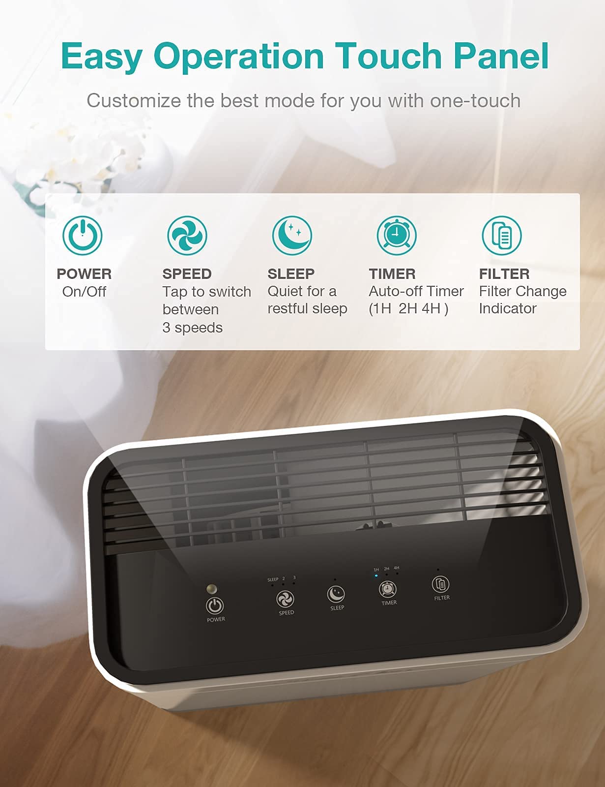 Combo Pack of SimPure HP8 Air Purifier for Home Large Room and Additional Replacement Filter