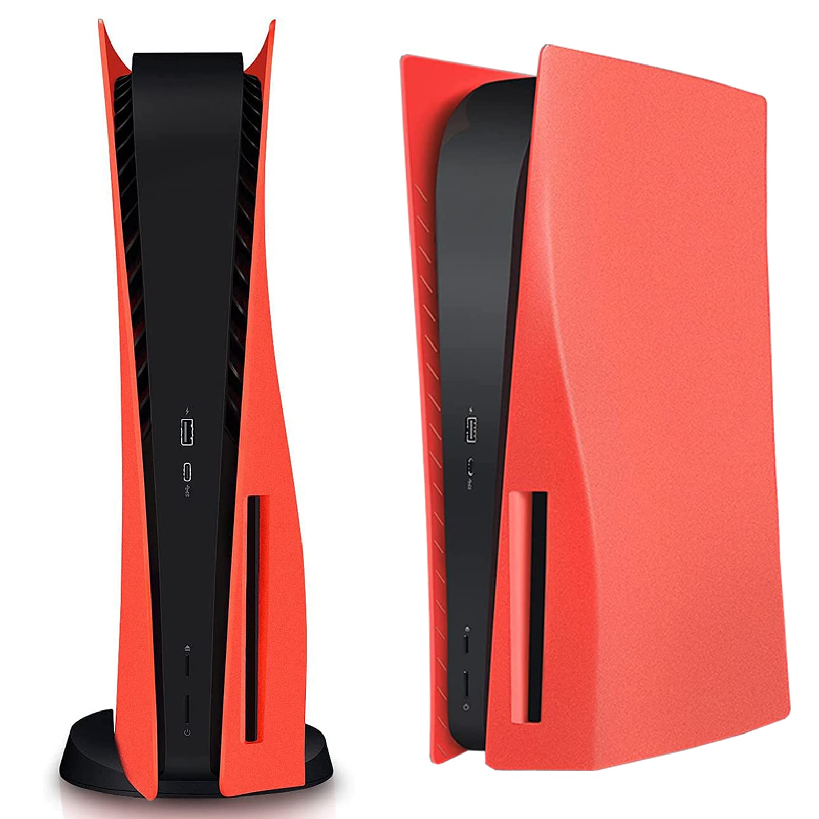 Console Replacement Shell for PS5 DOBEWINGDELOU Hard Shockproof Skin Case for PlayStation 5 Disc Console ABS Anti-Scratch Dustproof Cover Replacement Plate Cover for PS5 Disk Console (Red)