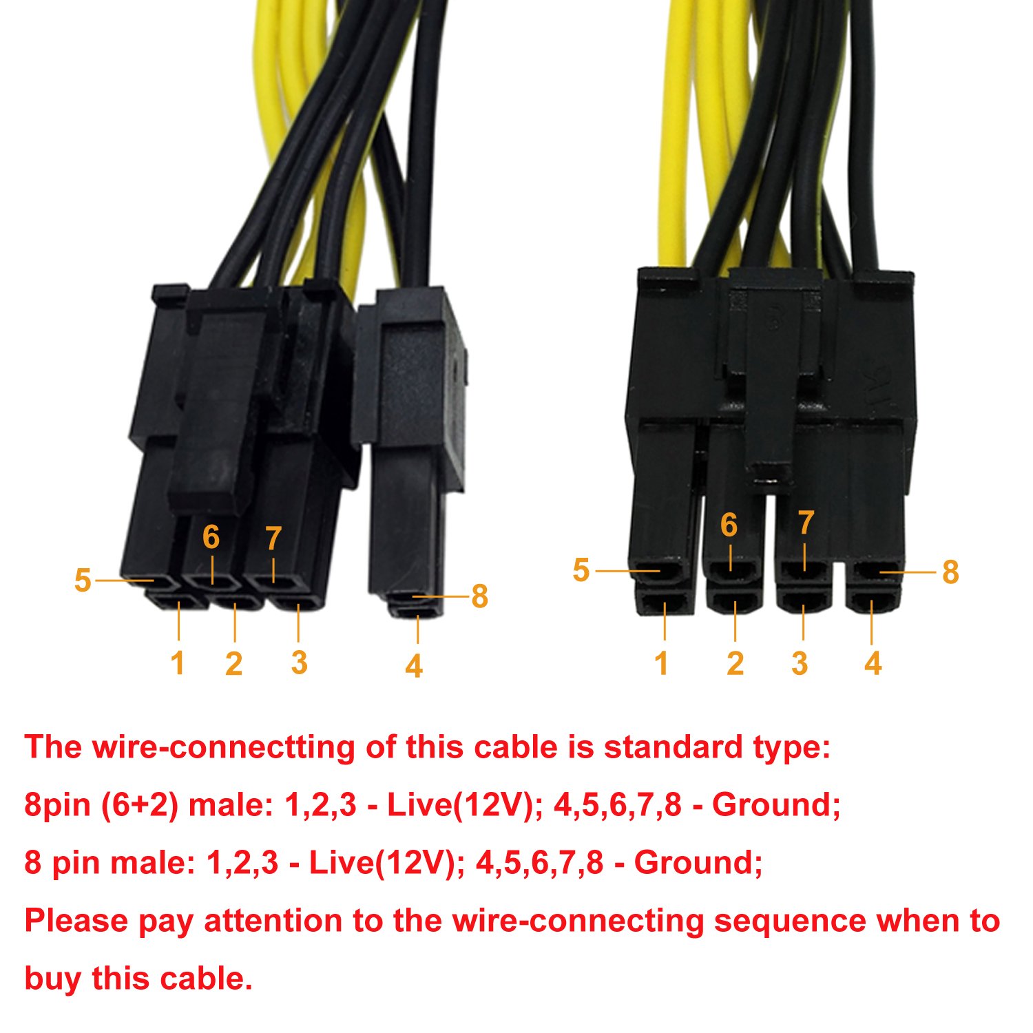 COMeap PCIE Cable for EVGA, PCIe 8 Pin Male to Dual PCIe 8 Pin (6+2) Male GPU Power Cable for EVGA Power Supply 25-inch(63cm)