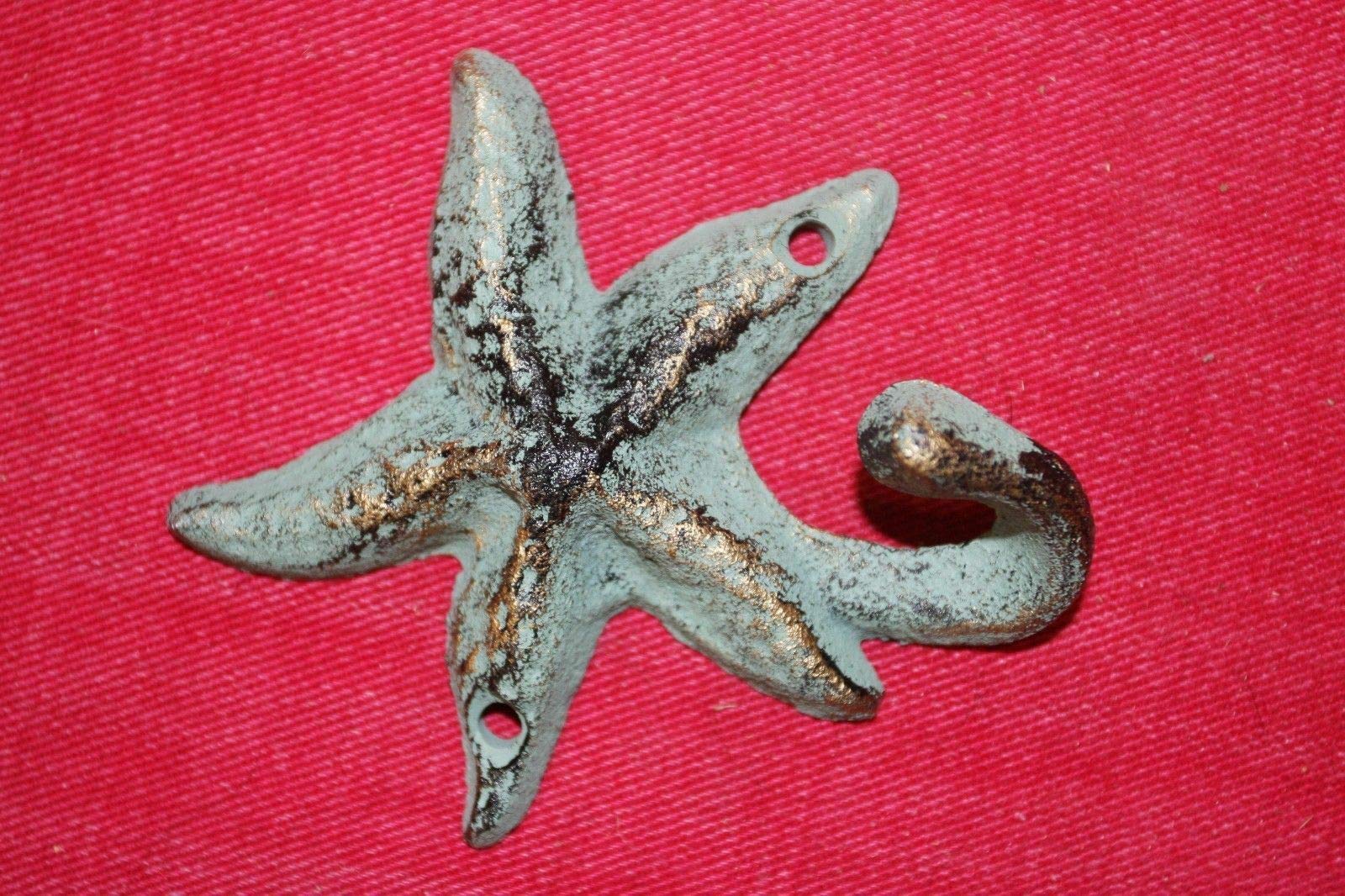 Southern Metal Vintage Style Starfish Wall Hooks | Coat Hooks | 3-D Cast Iron, Pack of 2 N-24