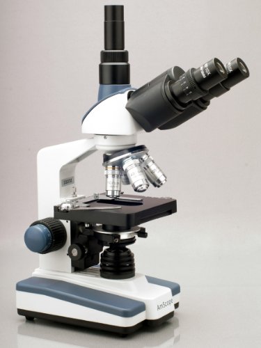 AmScope T120B Professional Siedentopf Trinocular Compound Microscope, 40X-2000X Magnification, WF10x and WF20x Eyepieces, Brightfield, LED Illumination, Abbe Condenser with Iris Diaphragm, Double-Layer Mechanical Stage, 100-240VAC