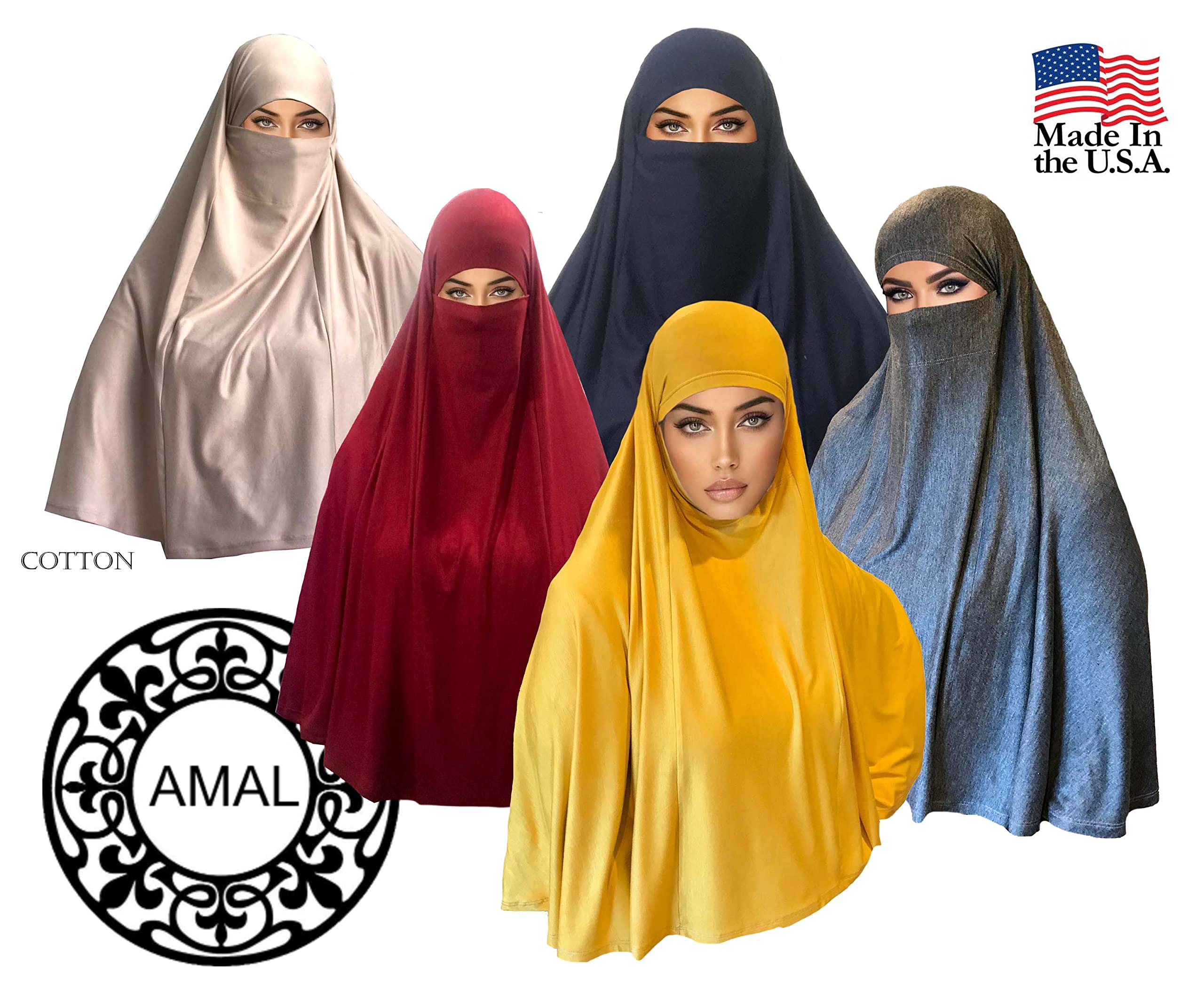 AMAL Niqab Muslim Nikab Women Burka Overhead Jilbab Long Hijab Abaya Khimar (Black)