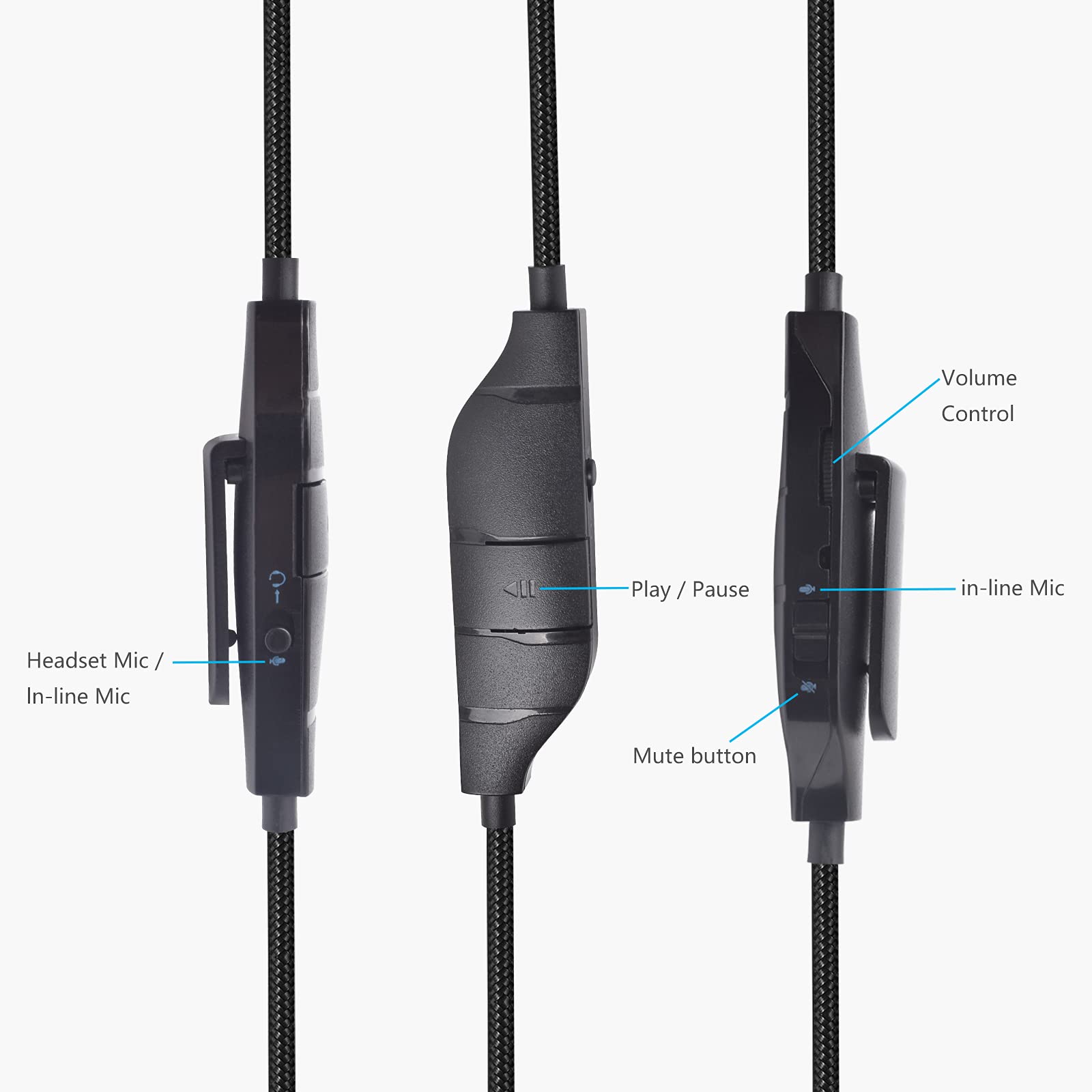 Alitutumao Replacement Audio Cable G633 Aux Cord Wire with Inline Mic Mute & Volume Control Compatible with Logitech G633 G635 G933 G935 Gaming Headset on PS5 PS4 Xbox One PC, 5FT